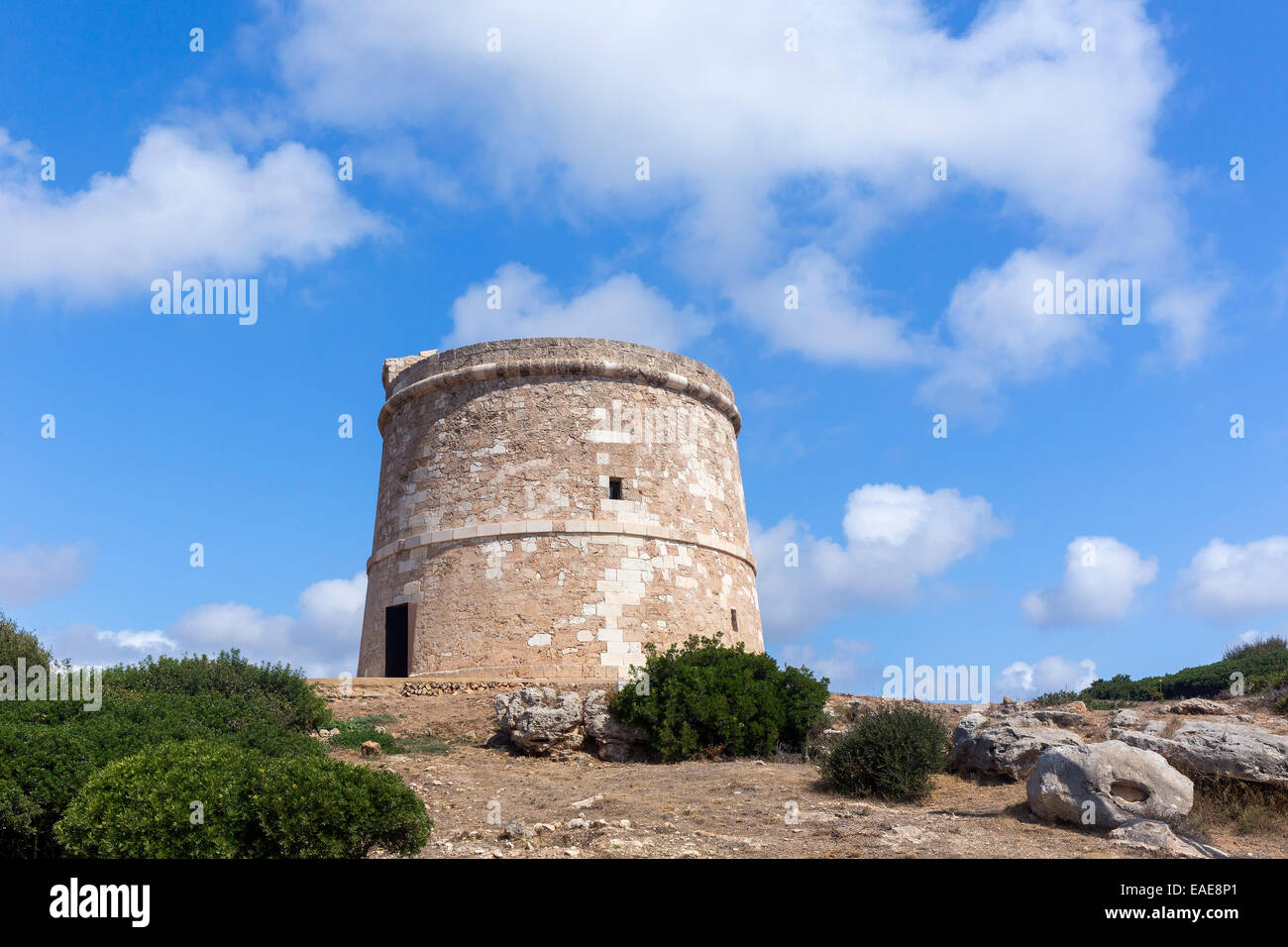 Old watchtower, Son Ganxo, Menorca, Balearic Islands, Spain Stock Photo ...