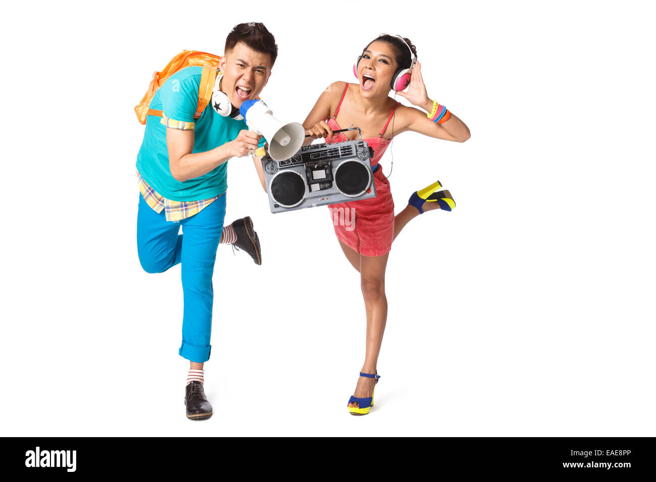 Two portrait of people on white background Stock Photo - Alamy