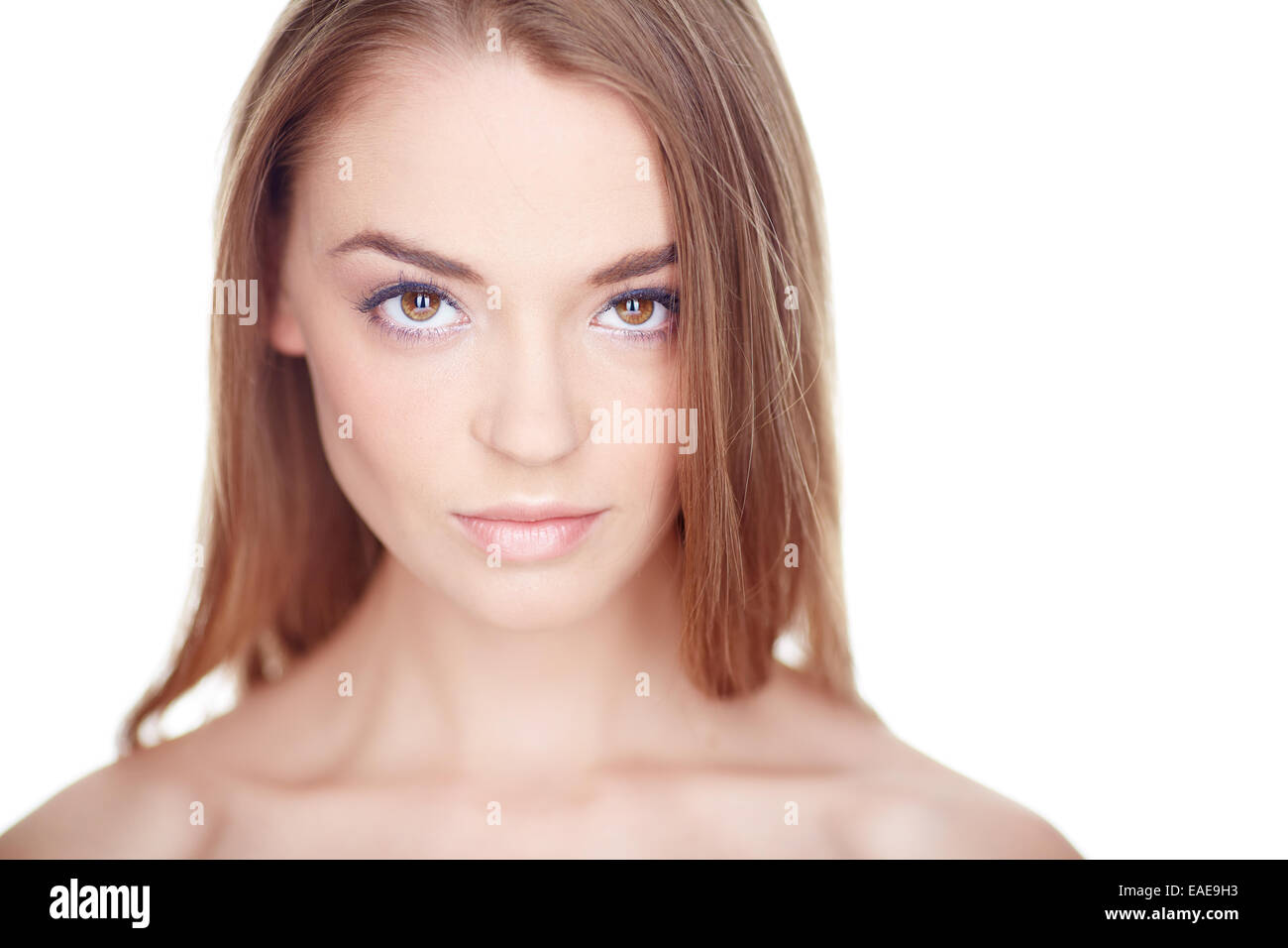 Face of pretty woman with natural makeup Stock Photo - Alamy