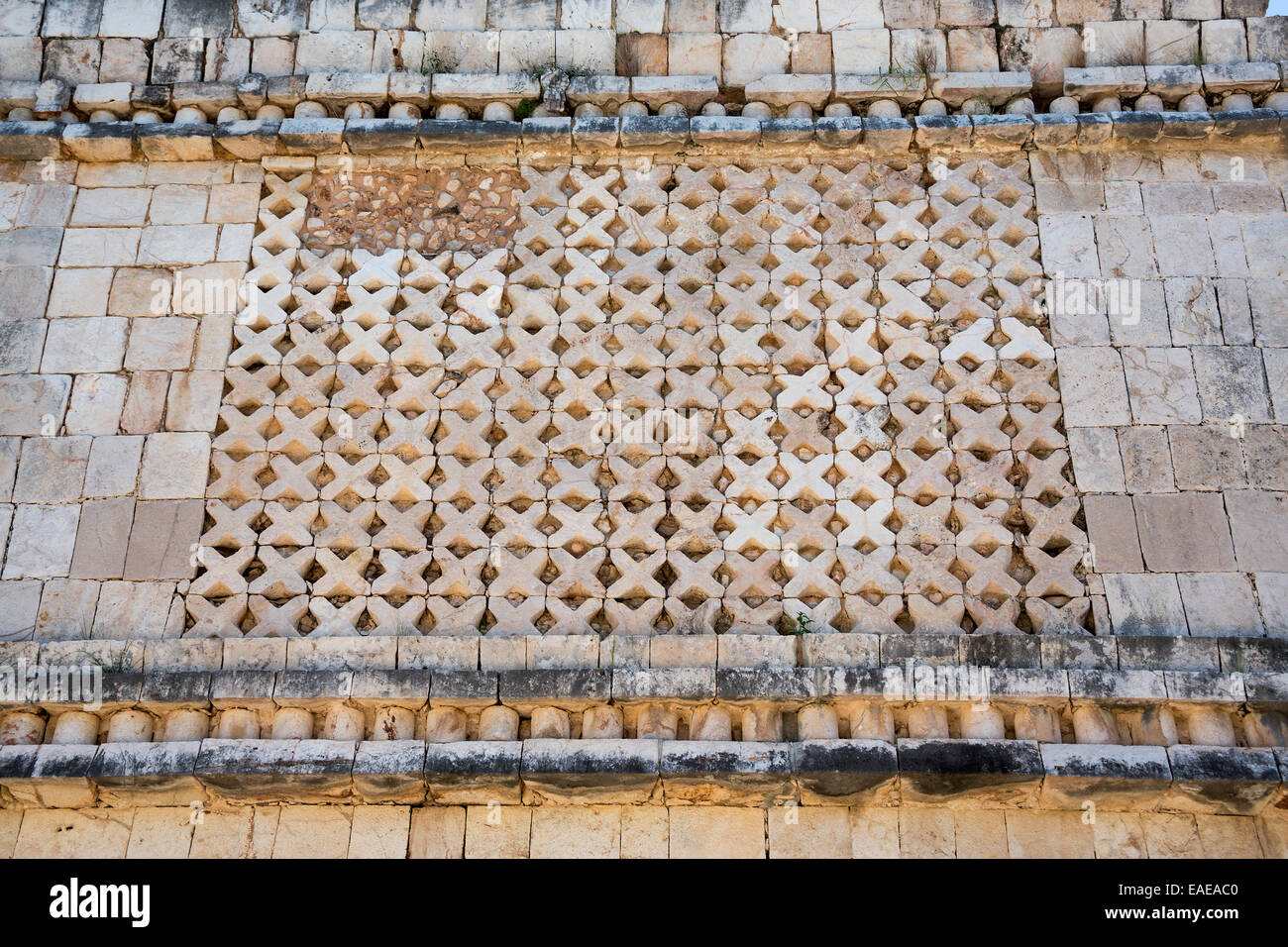 detail of a wall in a temple in Uxmal, Mayan ruins, Mexico Stock Photo ...