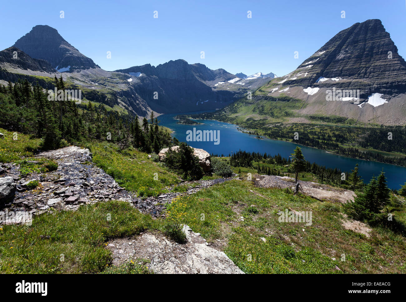 Hidden Lake with Reynolds Mountains and Bearhat Mountains, Glacier ...