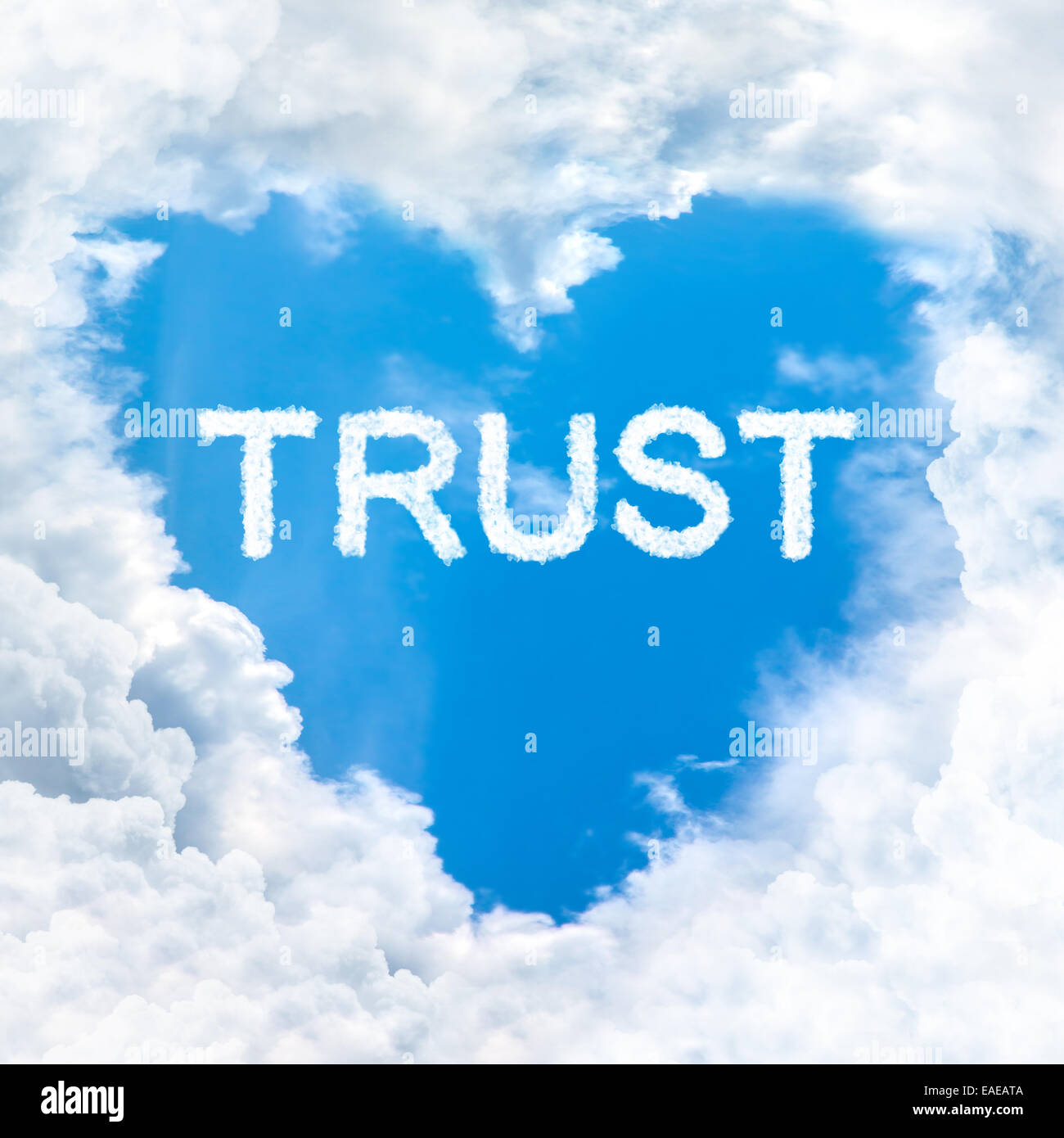trust word nature on blue sky inside love heart cloud form Stock Photo ...