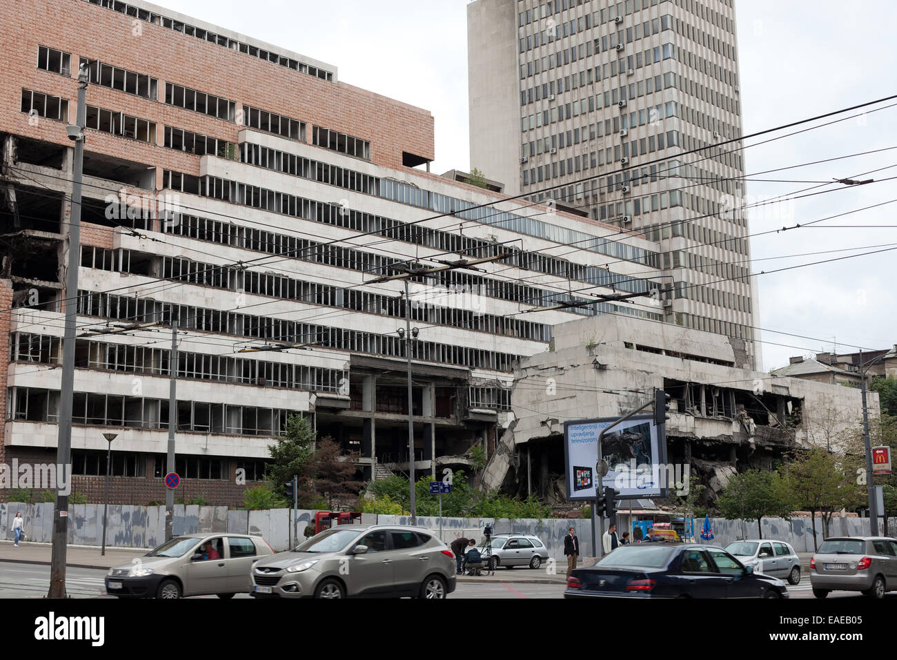 Yugoslav Ministry of Defence building damaged during NATO bombing, 1999 ...