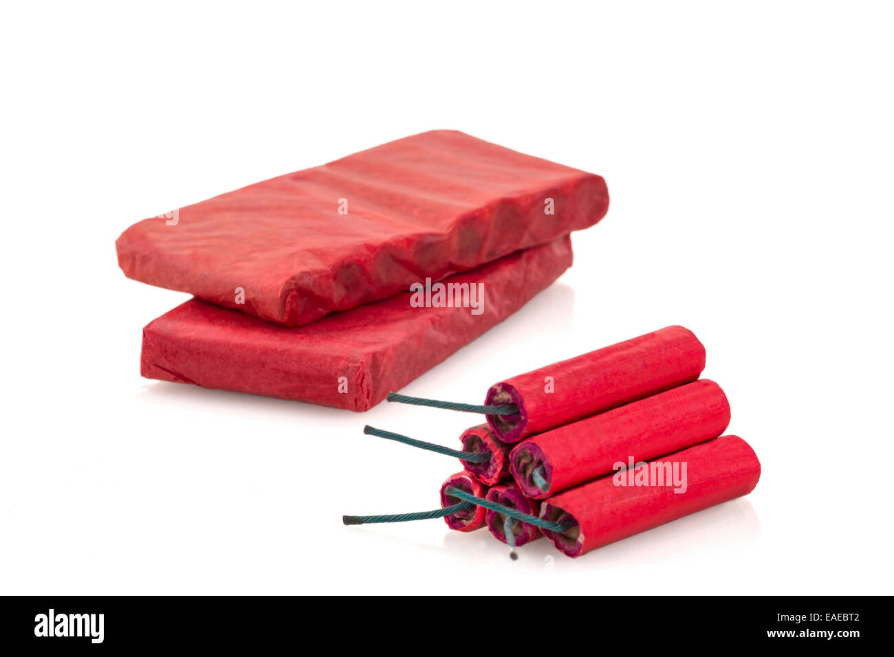 Red Fire Cracker isolated on white background Stock Photo - Alamy