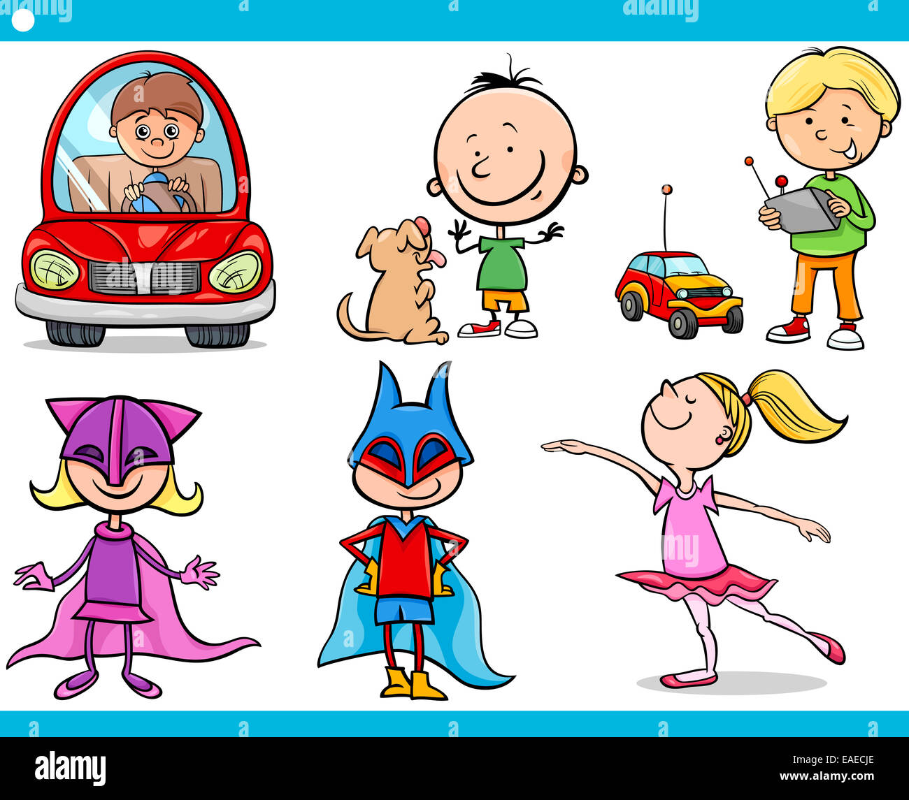 Cartoon Illustration of Cute Little Boys and Girls Children Characters ...