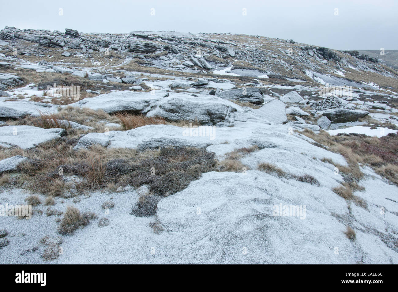 First dusting of snow on Kinder Scout in the Peak District, Derbyshire ...
