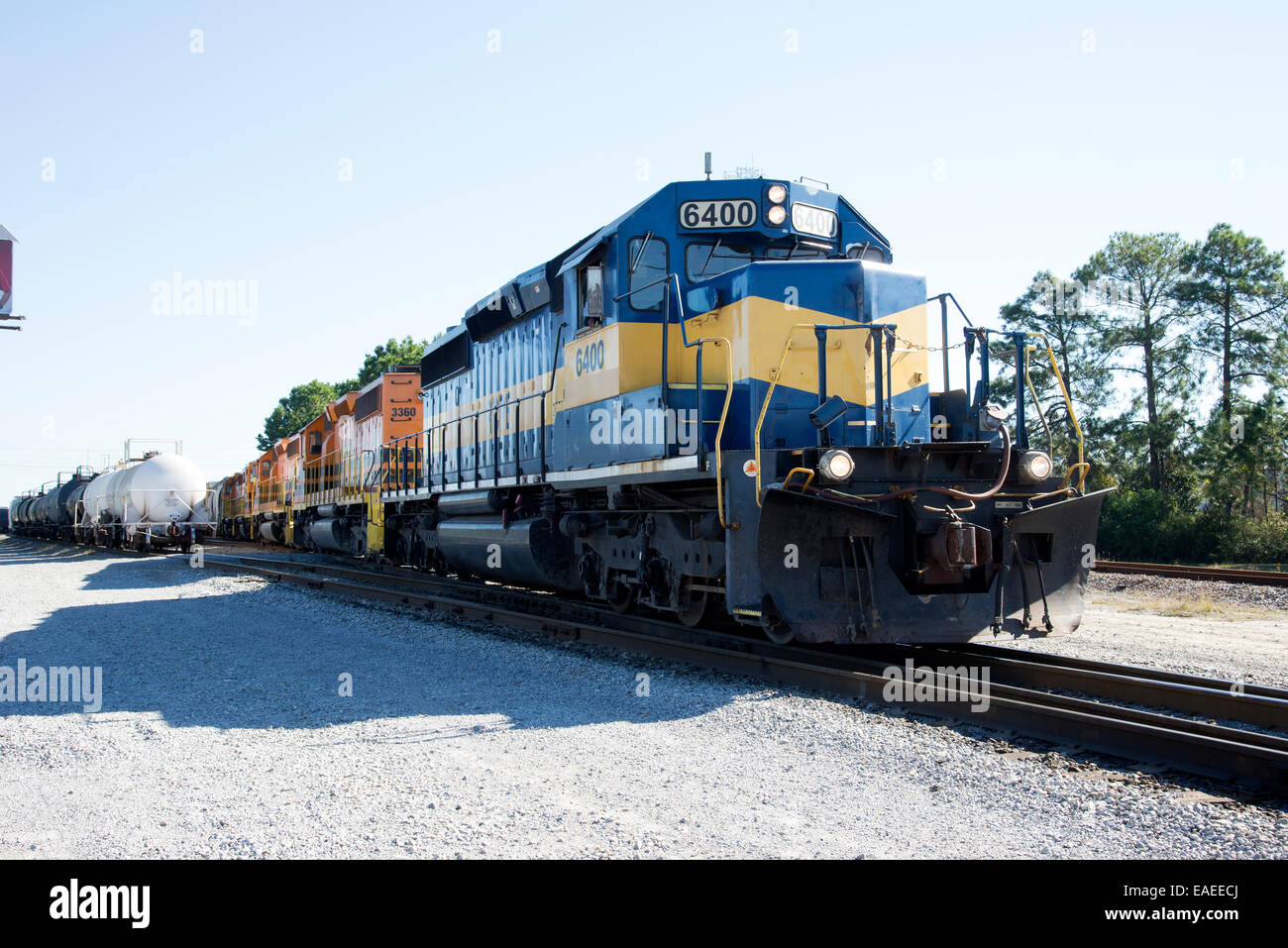 RCPE locomotive pulling a Bay Line Railroad loco Panama City Florida ...