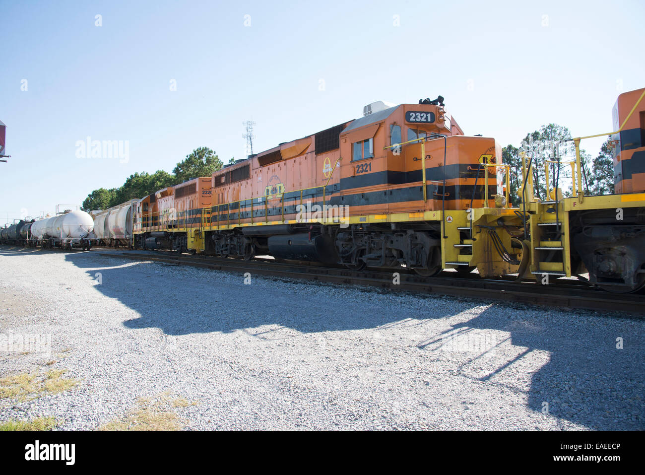 A RCPE Railroad locomotive passing through Panama City Florida USA ...