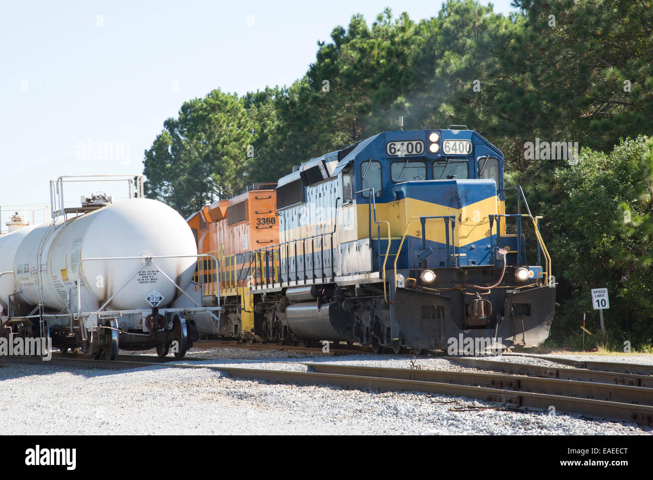 RCPE locomotive pulling a Bay Line Railroad loco Panama City Florida ...