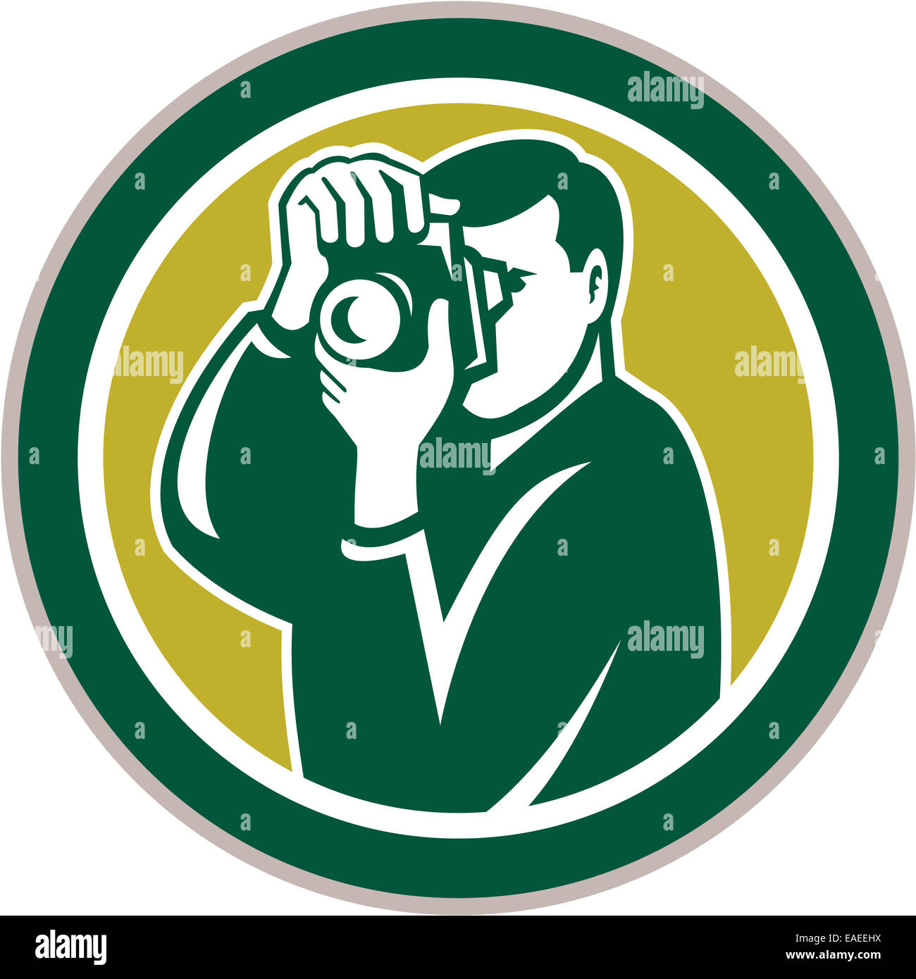 Illustration of a photographer shooting aiming with camera set inside ...