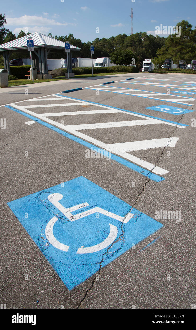 Disabled motorist permit parking spaces in a car park Stock Photo - Alamy