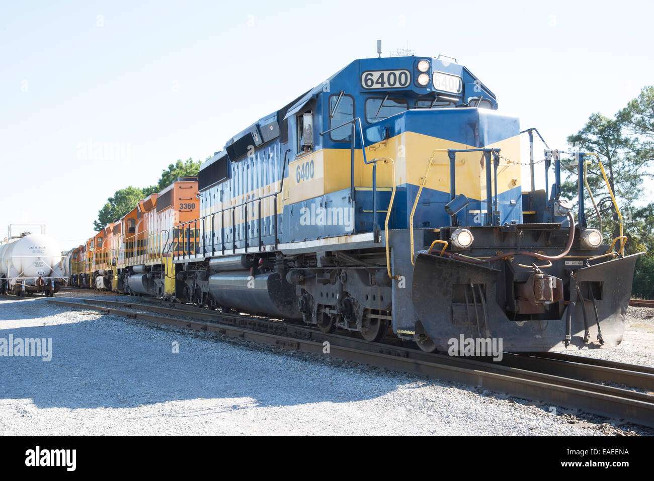 RCPE locomotive pulling a Bay Line Railroad loco Panama City Florida ...