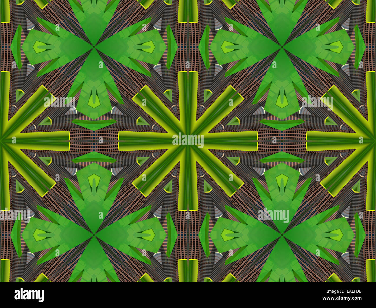 Green Ethnic pattern. Abstract kaleidoscope fabric design Stock Photo ...