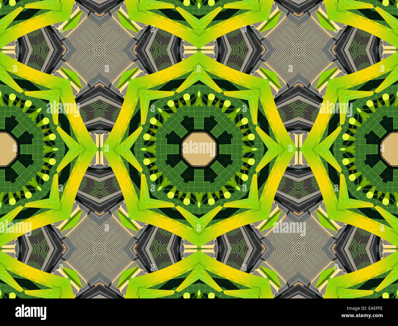 Green Ethnic pattern. Abstract kaleidoscope fabric design Stock Photo ...