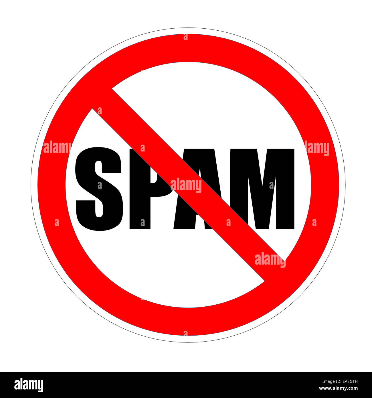 Spam into forbidden forbidden isolated in white background Stock Photo ...