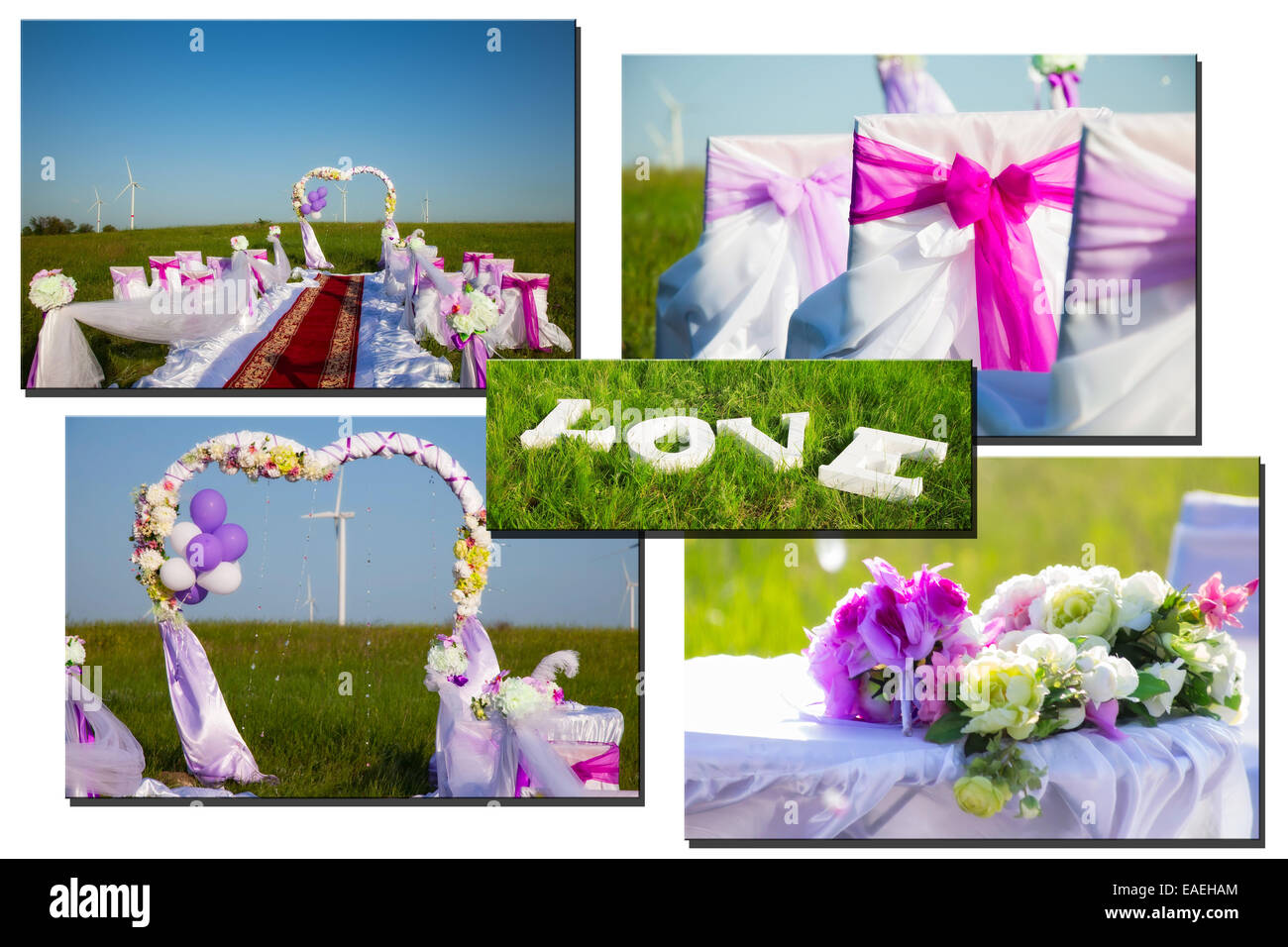 wedding ceremony in a field with windmills Stock Photo - Alamy
