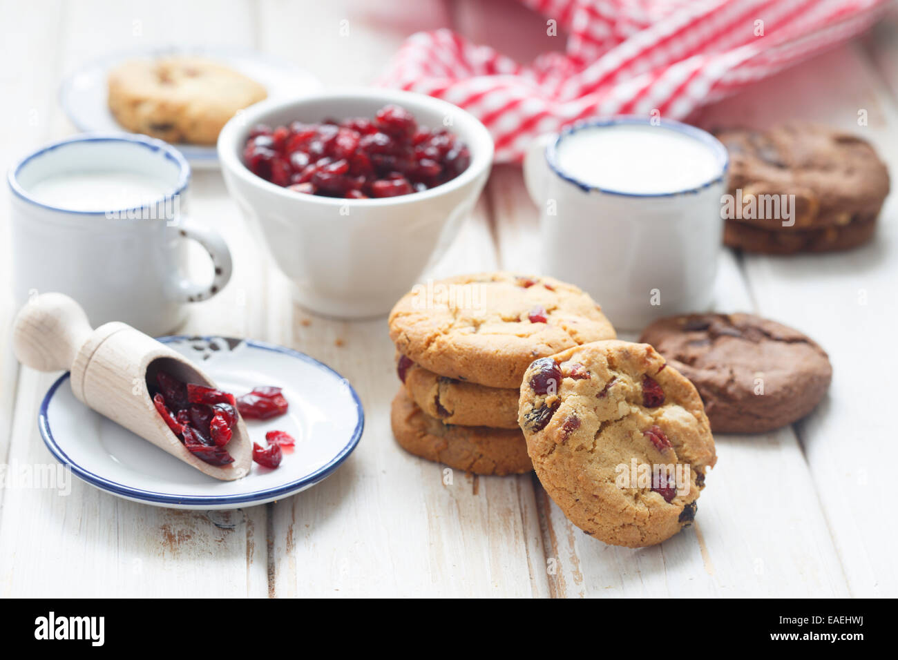 Cookies with chocolate and berries Stock Photo - Alamy