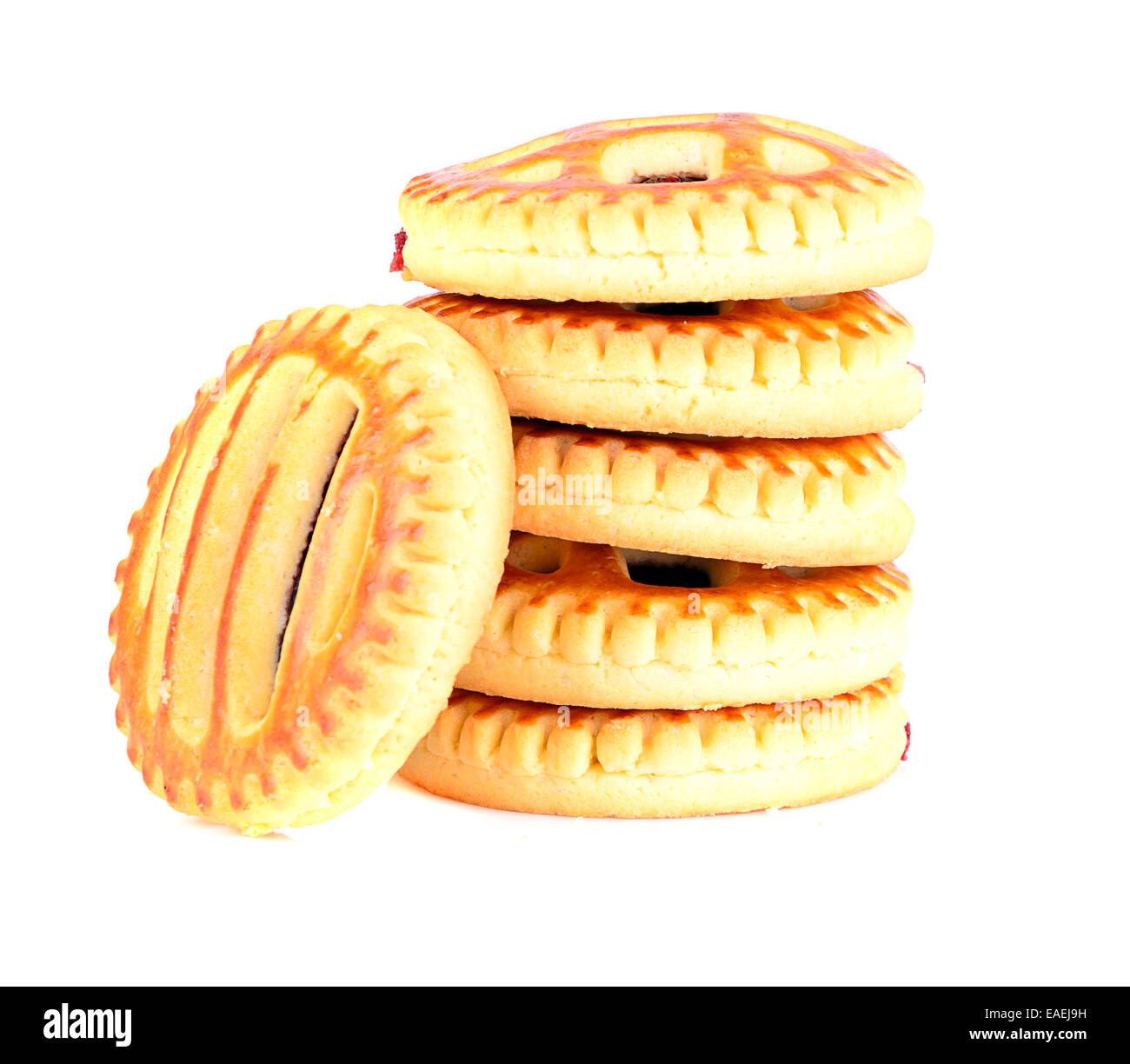 Biscuits with Cherry Jam Isolated on White Background Stock Photo - Alamy