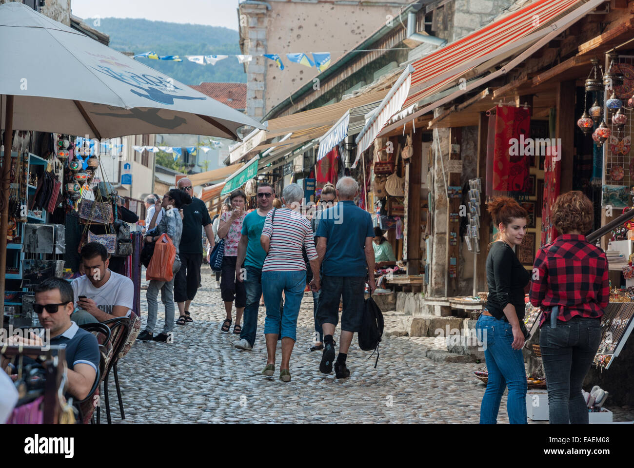 Mostar shopping street Stock Photo - Alamy