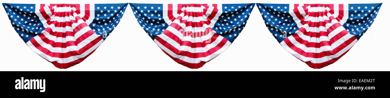 Patriotic Bunting Decorations cut out and isolated against a white ...