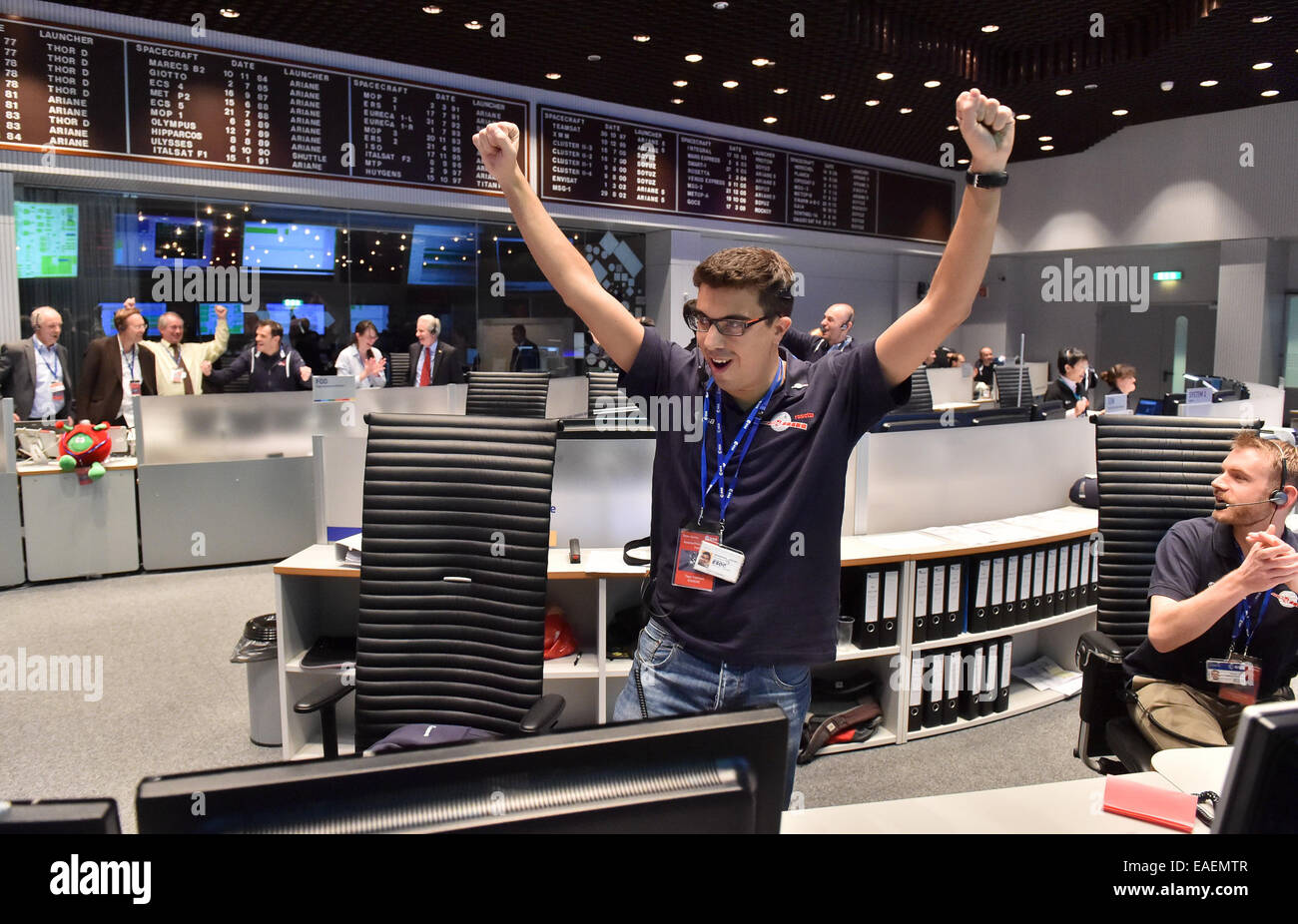 epa04487132 A handout picture made available by ESA shows ESA employee ...