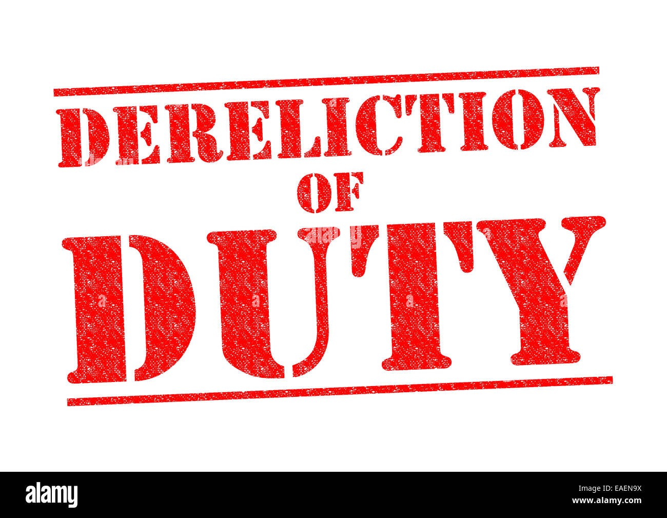 DERELICTION OF DUTY red Rubber Stamp over a white background Stock ...