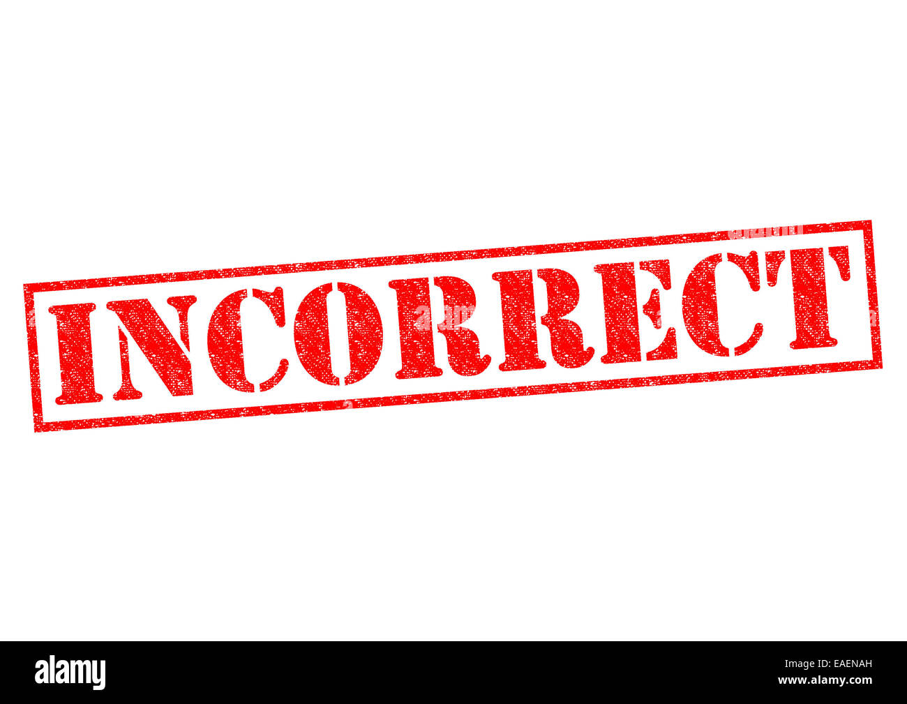 INCORRECT red Rubber Stamp over a white background Stock Photo - Alamy