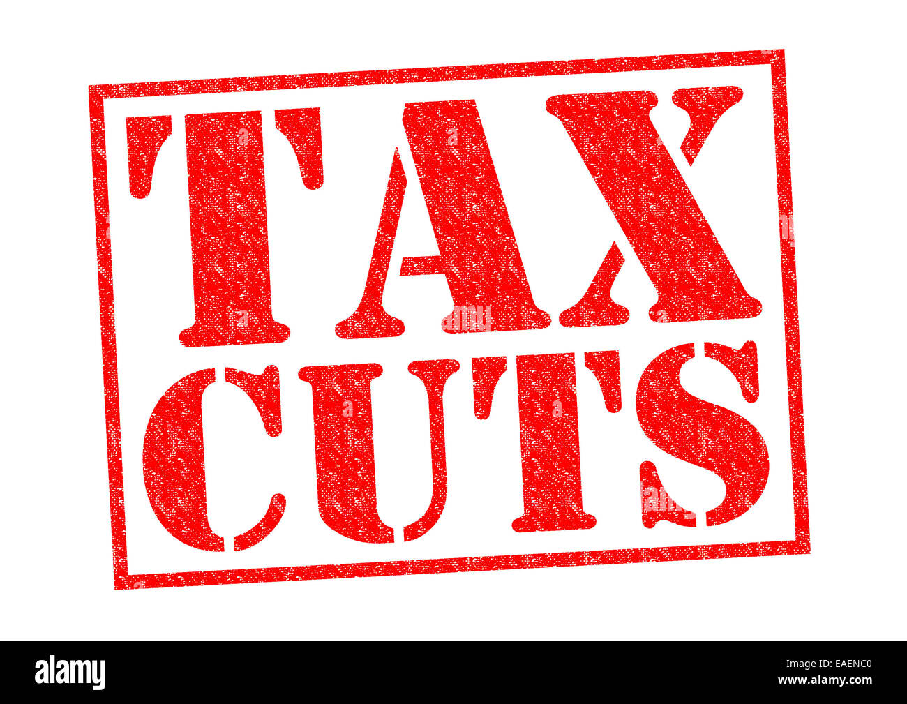 TAX CUTS red Rubber Stamp over a white background Stock Photo - Alamy
