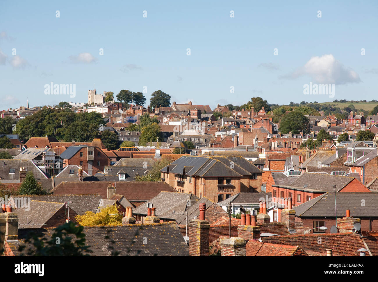 A view of Lewes, East Sussex, with the castle on the horizon Stock ...