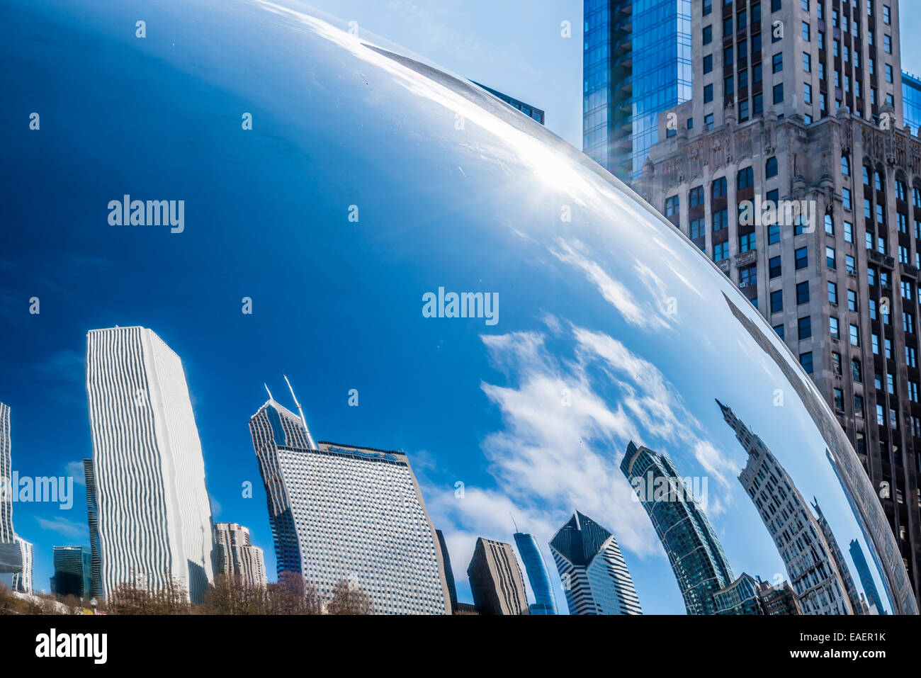 The Chicago Bean, also know as Cloudgate, a sculpture in Millennium ...