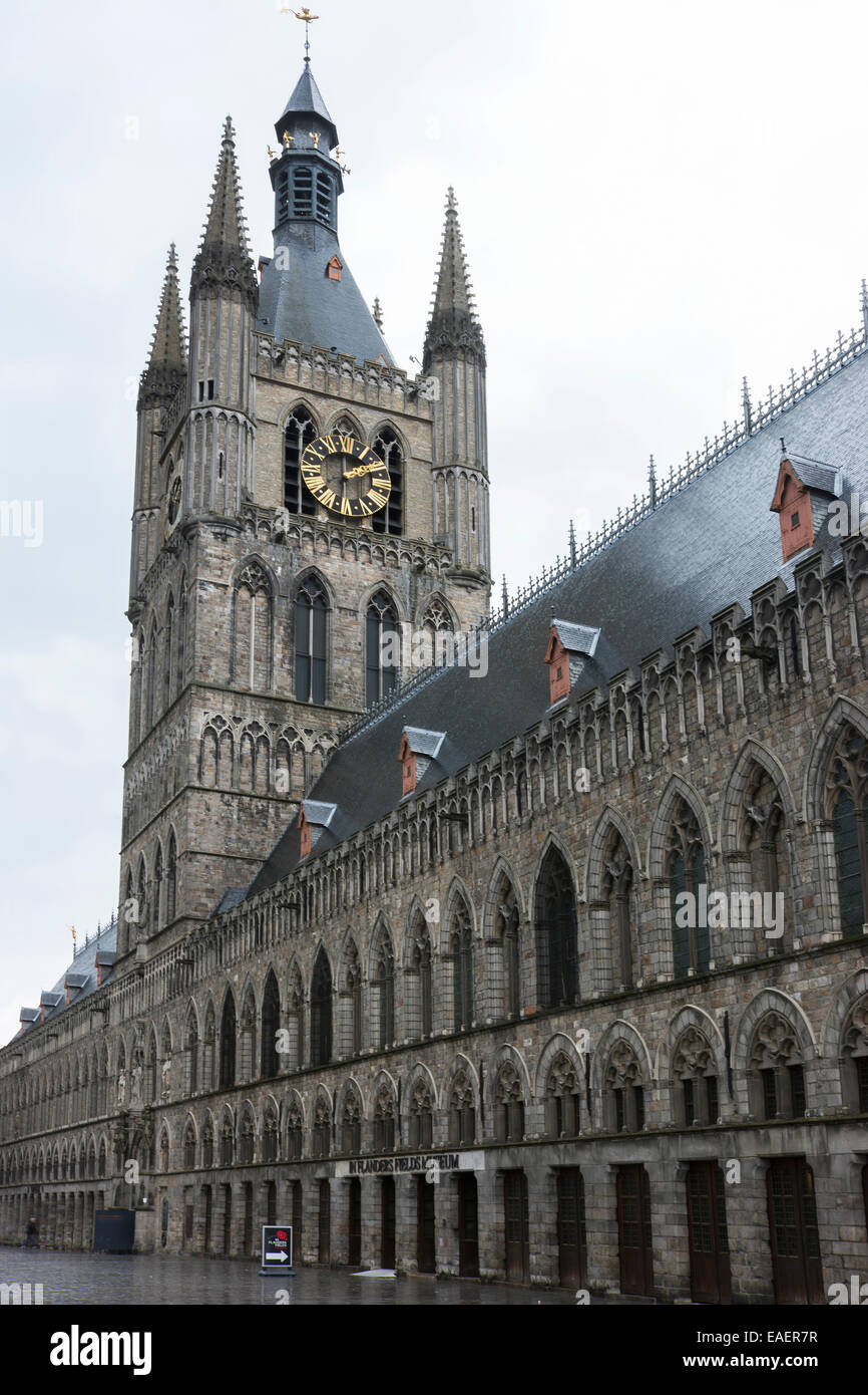 Belfry of Ypres with Flanders Fields Museum Stock Photo - Alamy