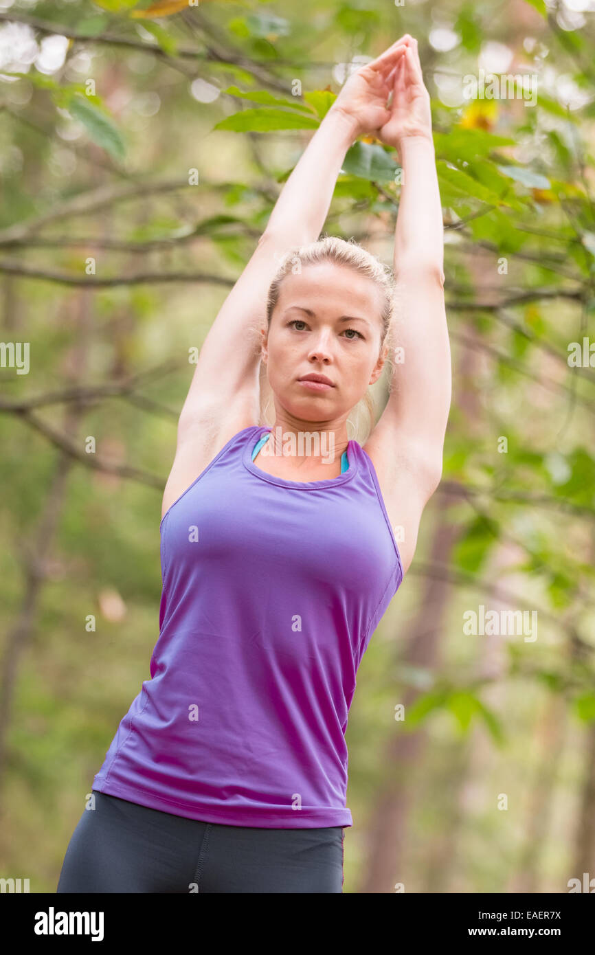 Lady training outdoors Stock Photo - Alamy