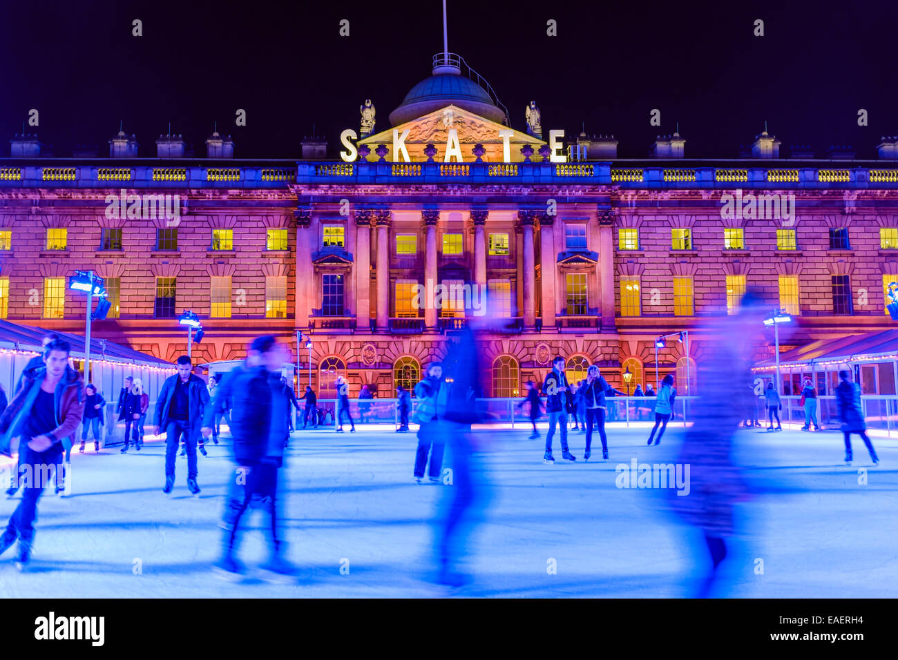 Skate Ice rink, Somerset House, London UK Stock Photo - Alamy