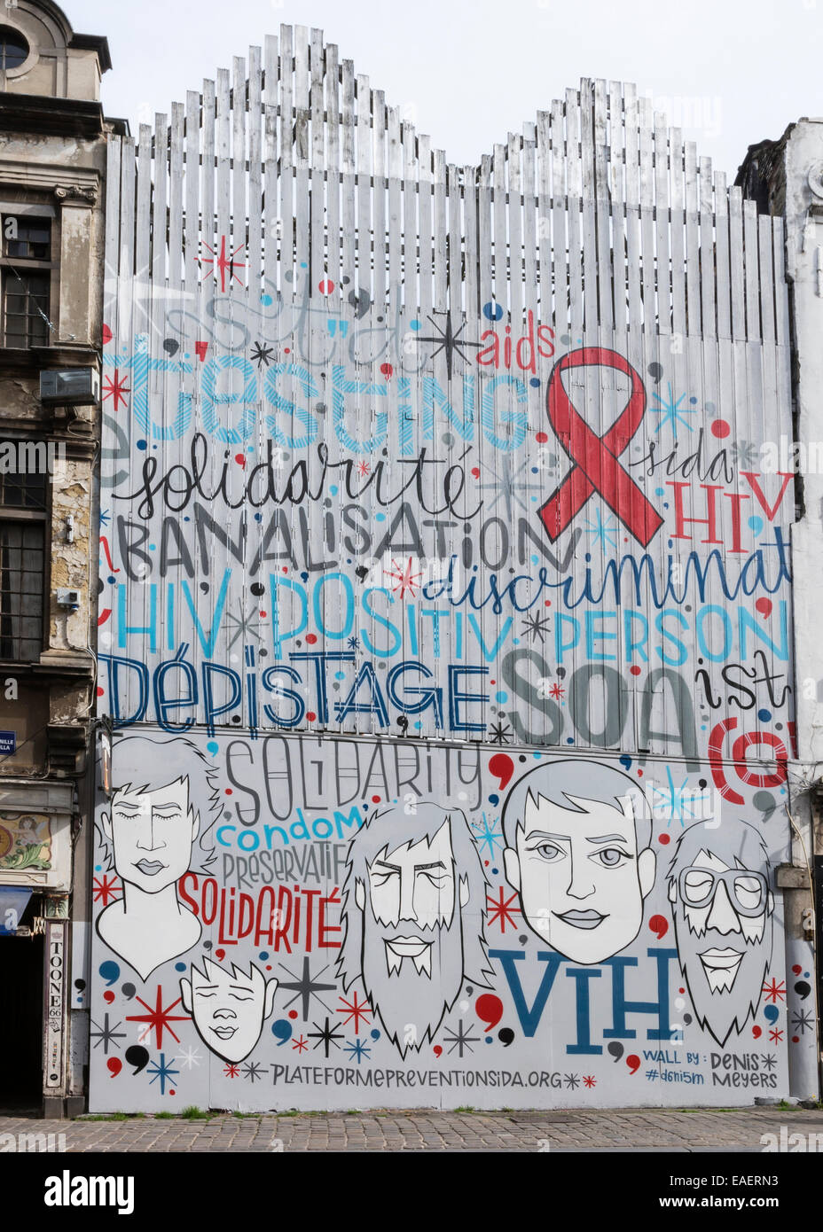 AIDS and HIV prevention mural in Brussels, Belgium Stock Photo - Alamy