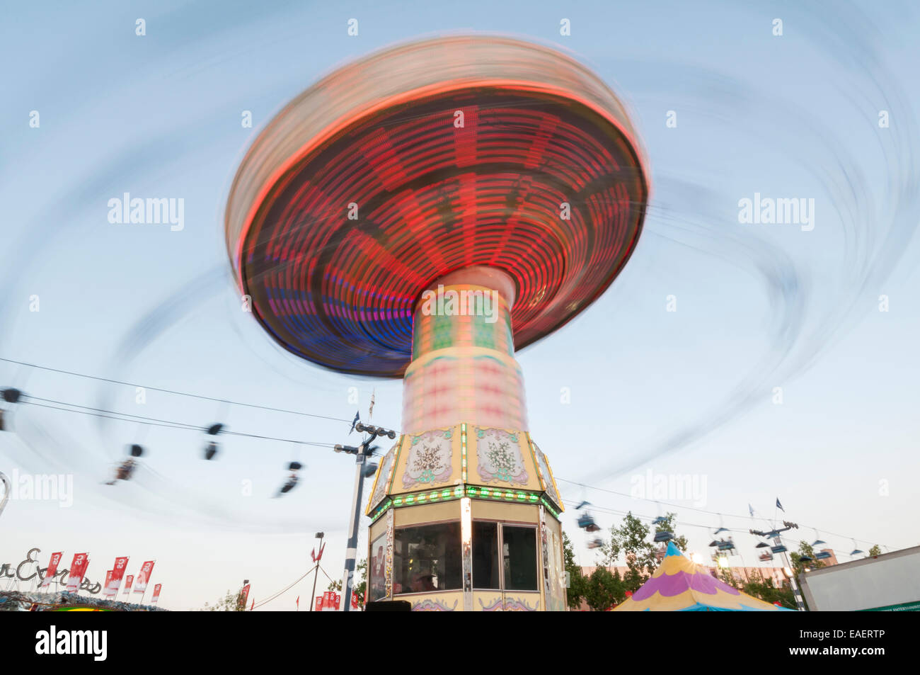 Carousel, motion blur at dusk, Calgary Stampede Midway, Calgary ...