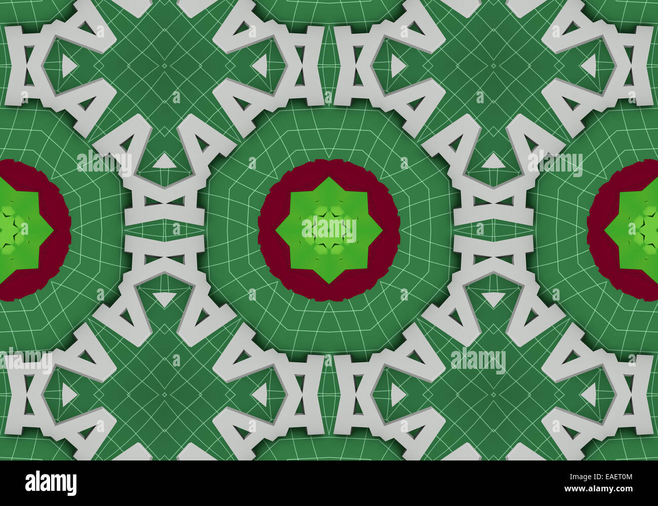 Green Ethnic pattern. Abstract kaleidoscope fabric design Stock Photo ...