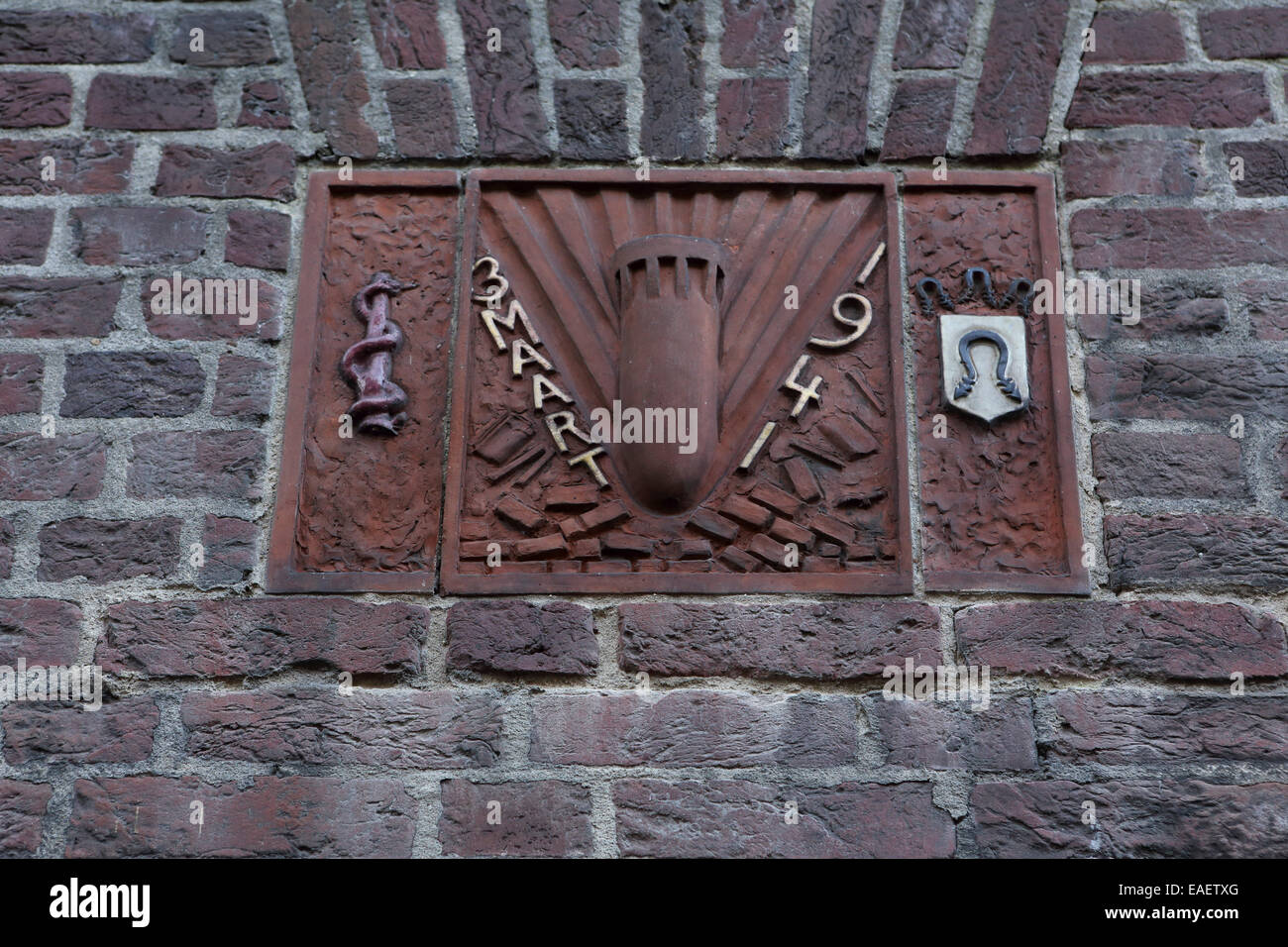 A memorial to a WWII bomb attack on Eindhoven, the Netherlands. The ...