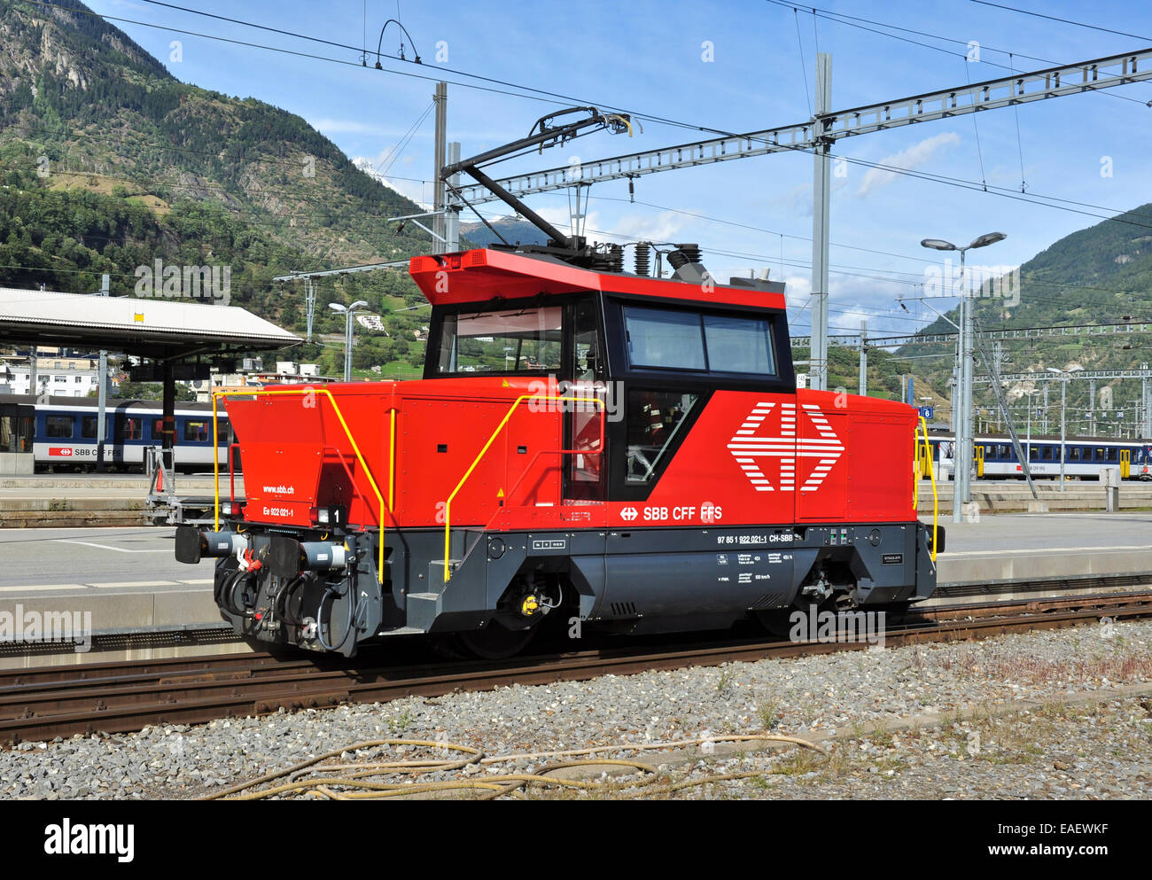 Electric shunting locomotive at Brig railway station, Switzerland Stock ...