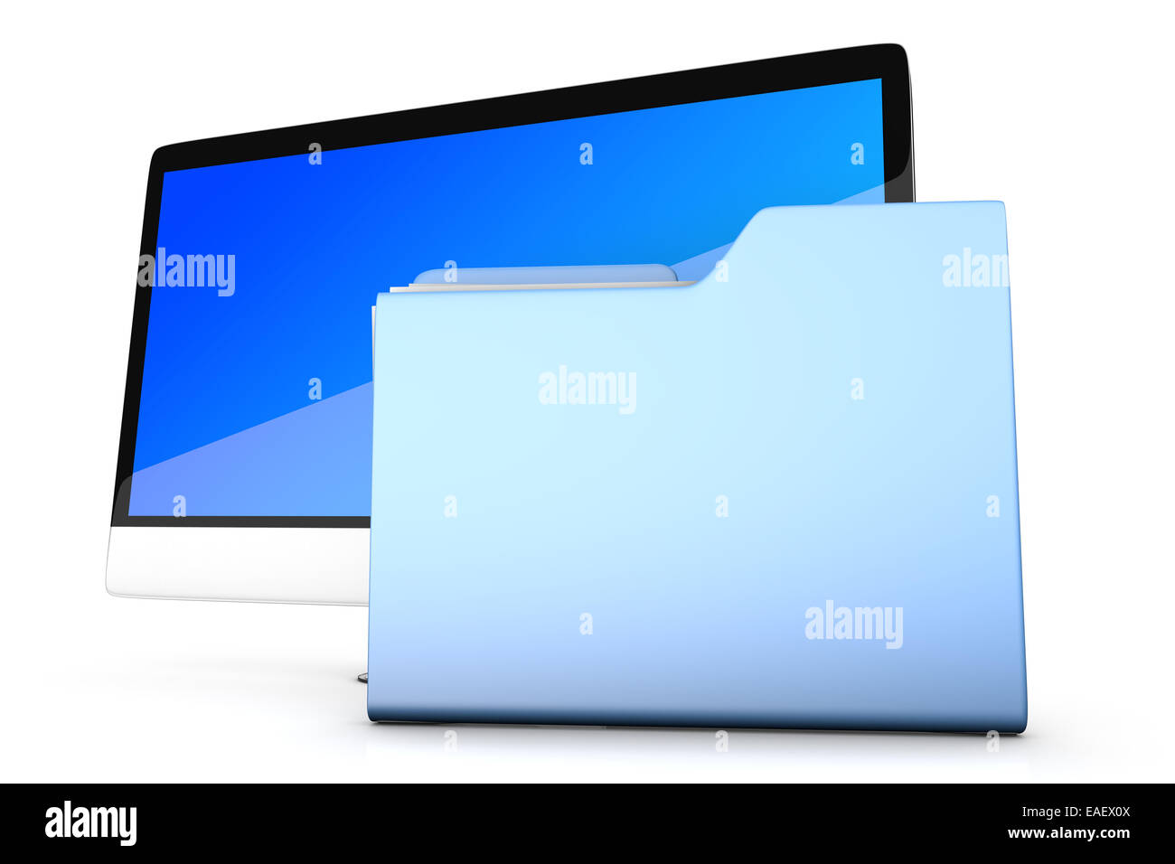 A modern all in one computer with a data folder Stock Photo - Alamy