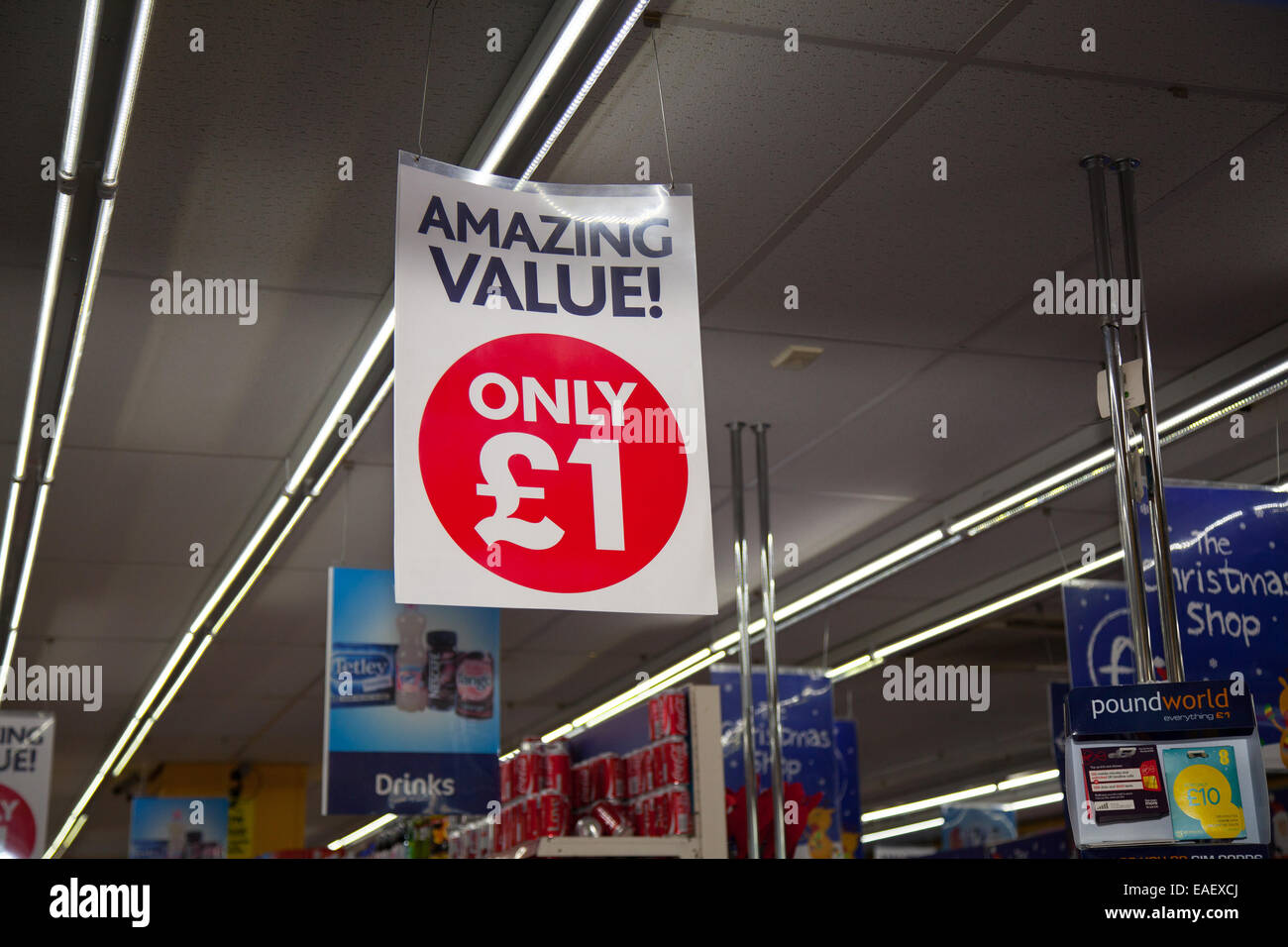 Amazing Value, £1 Pound Shop sign at Poundland, Merseyside, UK Stock ...
