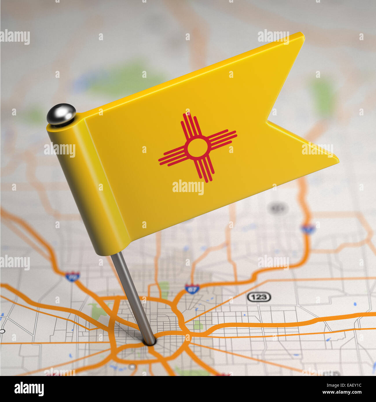 New Mexico Small Flag on a Map Background Stock Photo - Alamy