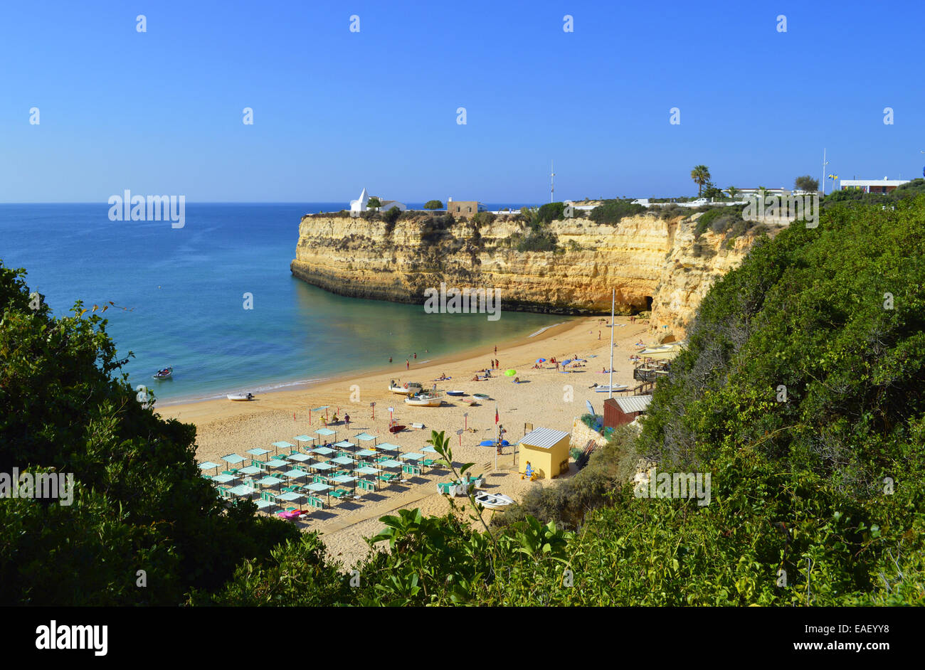 The fishing village, Senhora Da Rocha Beach on the Algarve in Portugal ...