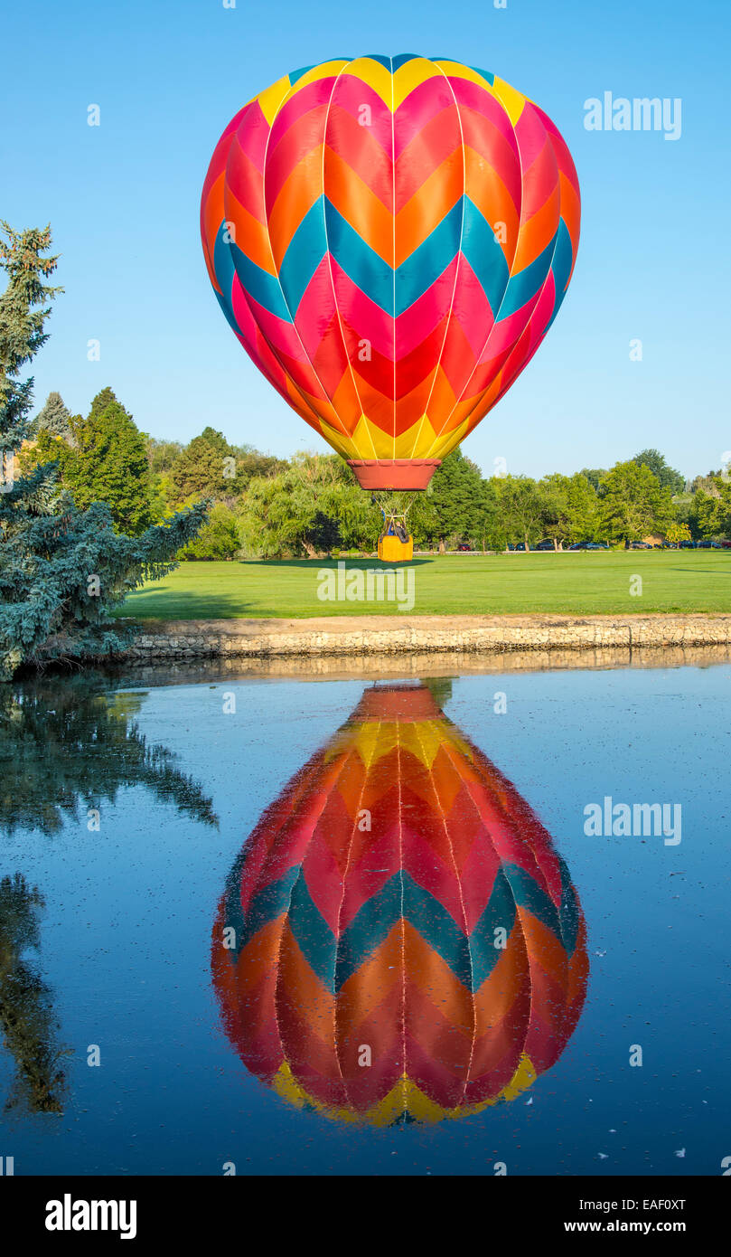Colorful Hot Air Balloon Over Water