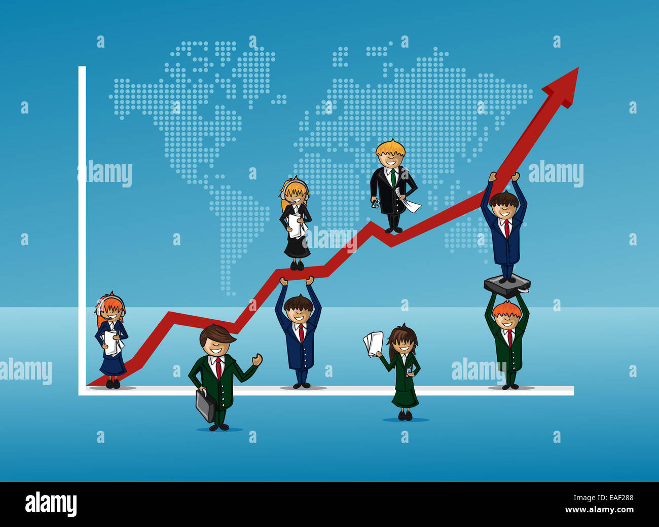 Finance bussines team people with graph arrow pointing up. Progress or ...