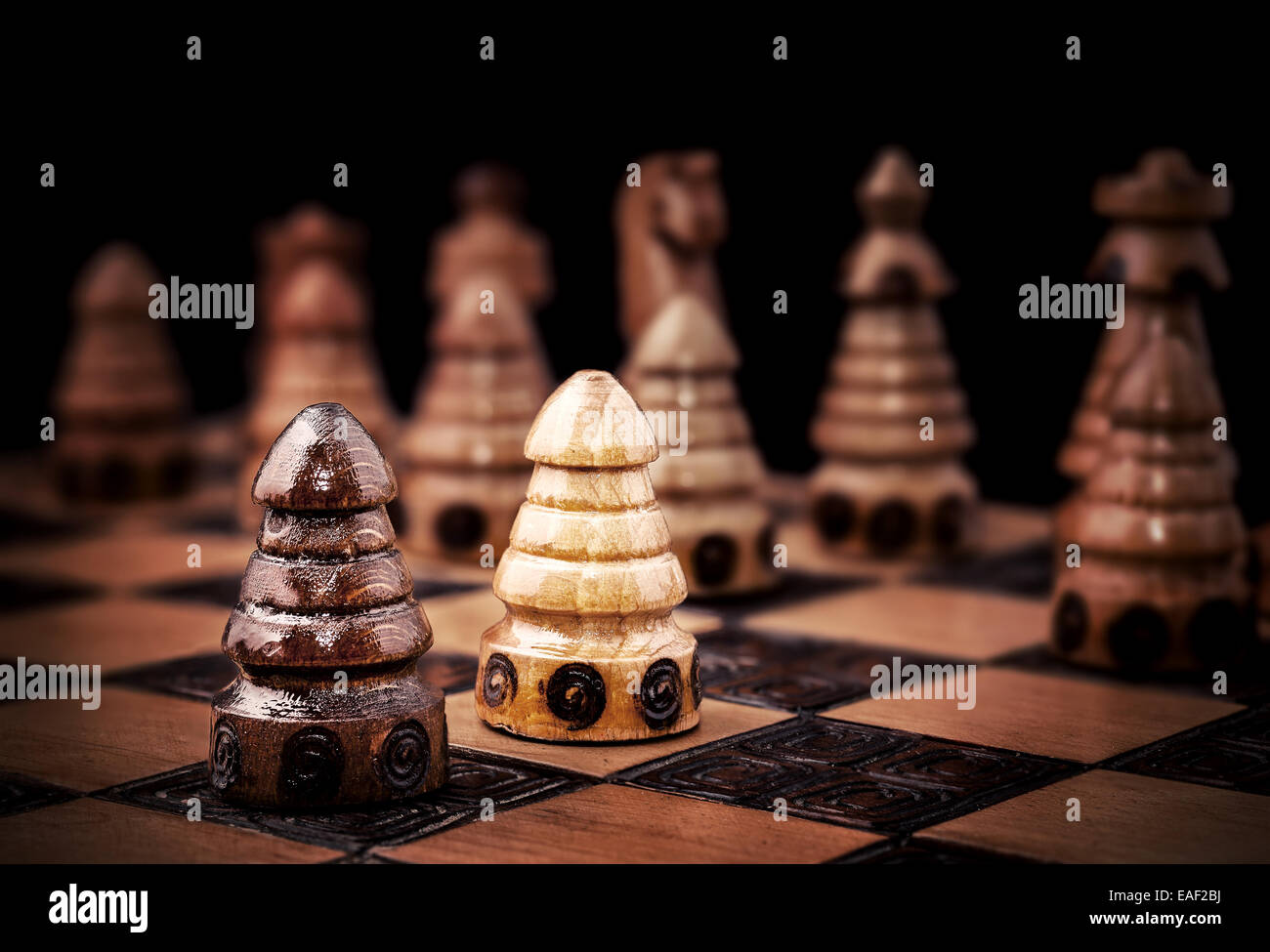 Picture of a chess, one against all concept Stock Photo - Alamy