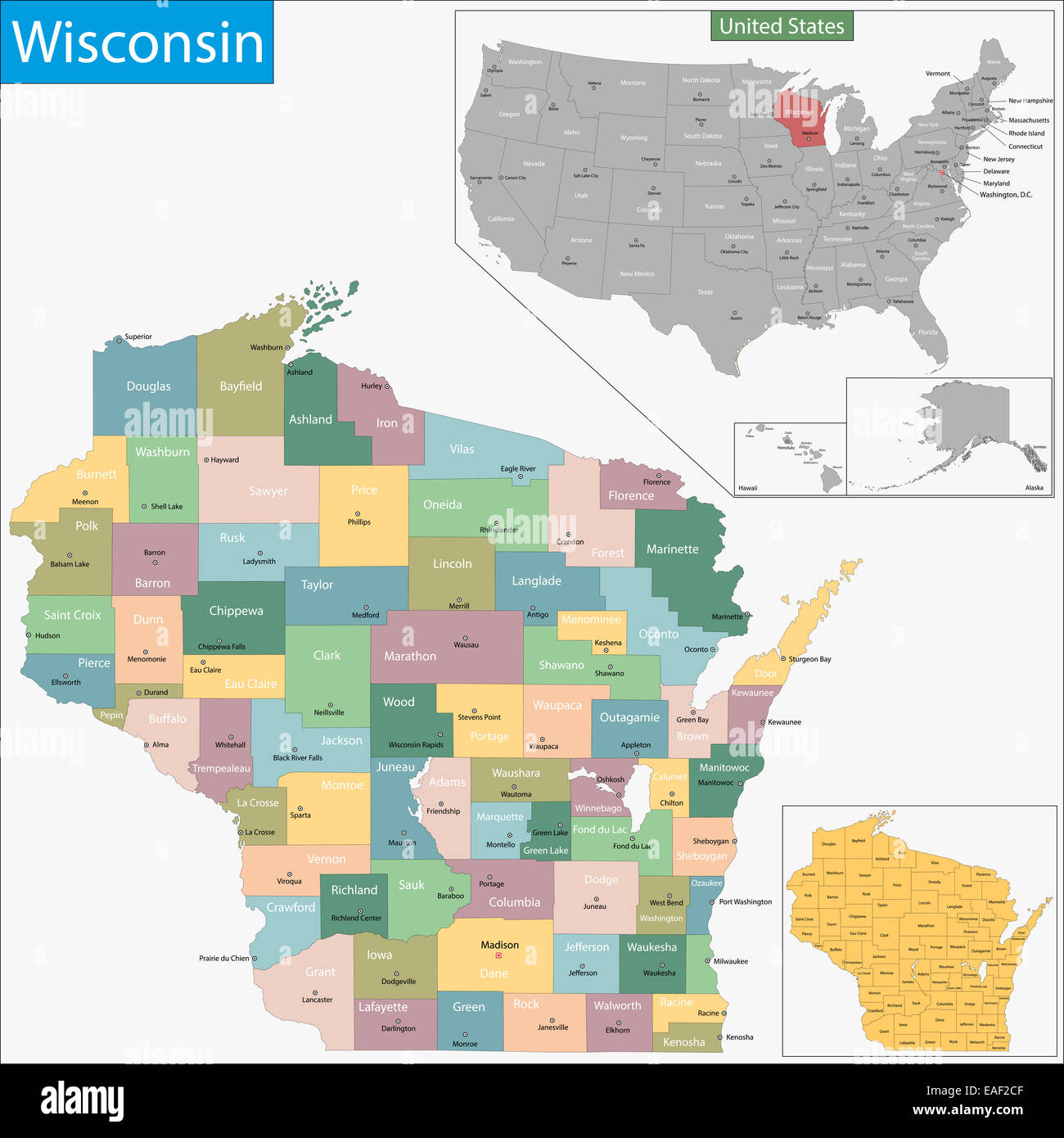 Milwaukee county map hi-res stock photography and images - Alamy