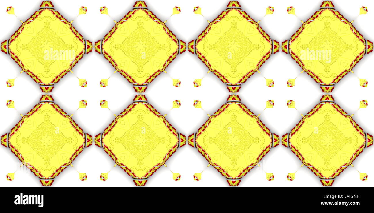 Yellow Ethnic pattern. Abstract kaleidoscope fabric design Stock Photo ...