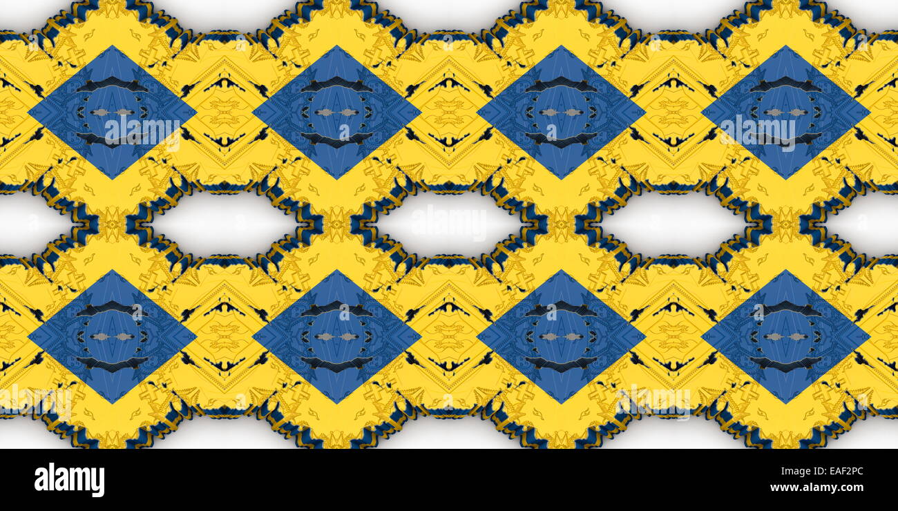 Yellow Ethnic pattern. Abstract kaleidoscope fabric design Stock Photo ...