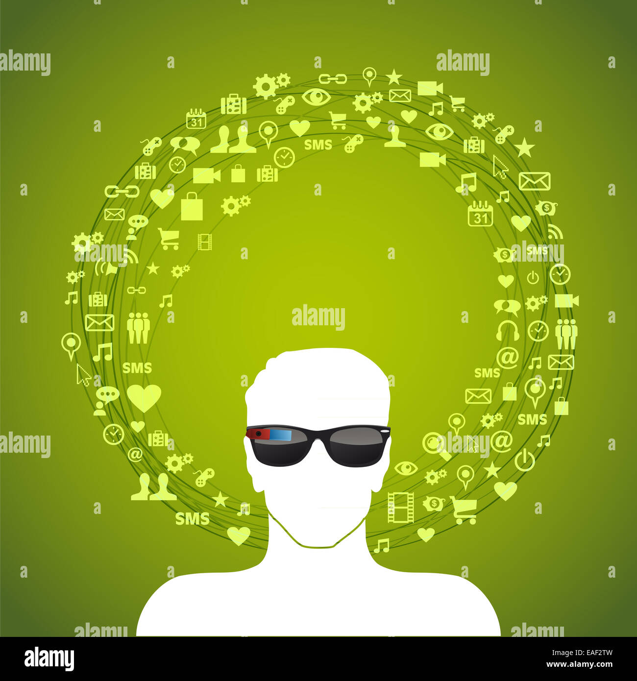 Smart glass wearable device technology and app cloud concept. EPS10 ...