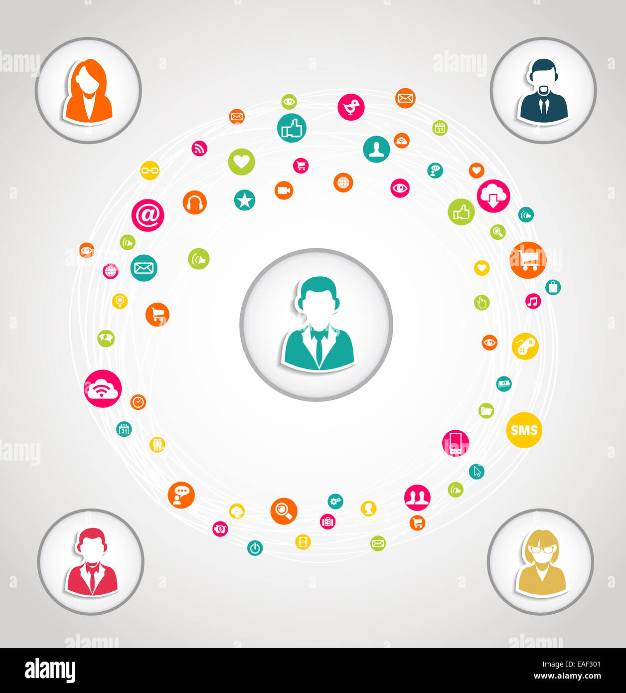 Social media teamwork diagram concept illustration. EPS10 vector file ...